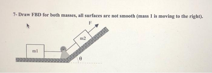 Solved 7- Draw FBD for both masses, all surfaces are not | Chegg.com