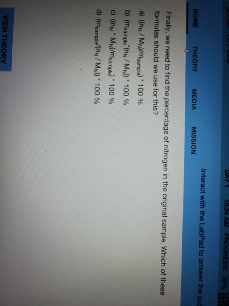 Solved DAY 1 10:34 AM PROGRESS: 58% Interact with the LabPad | Chegg.com