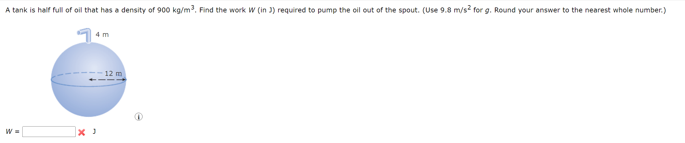 Solved A tank is ﻿half full of ﻿oil that has a density | Chegg.com