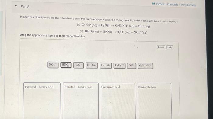 Solved In each reaction, identify the Bronsted-Lowry acid, | Chegg.com