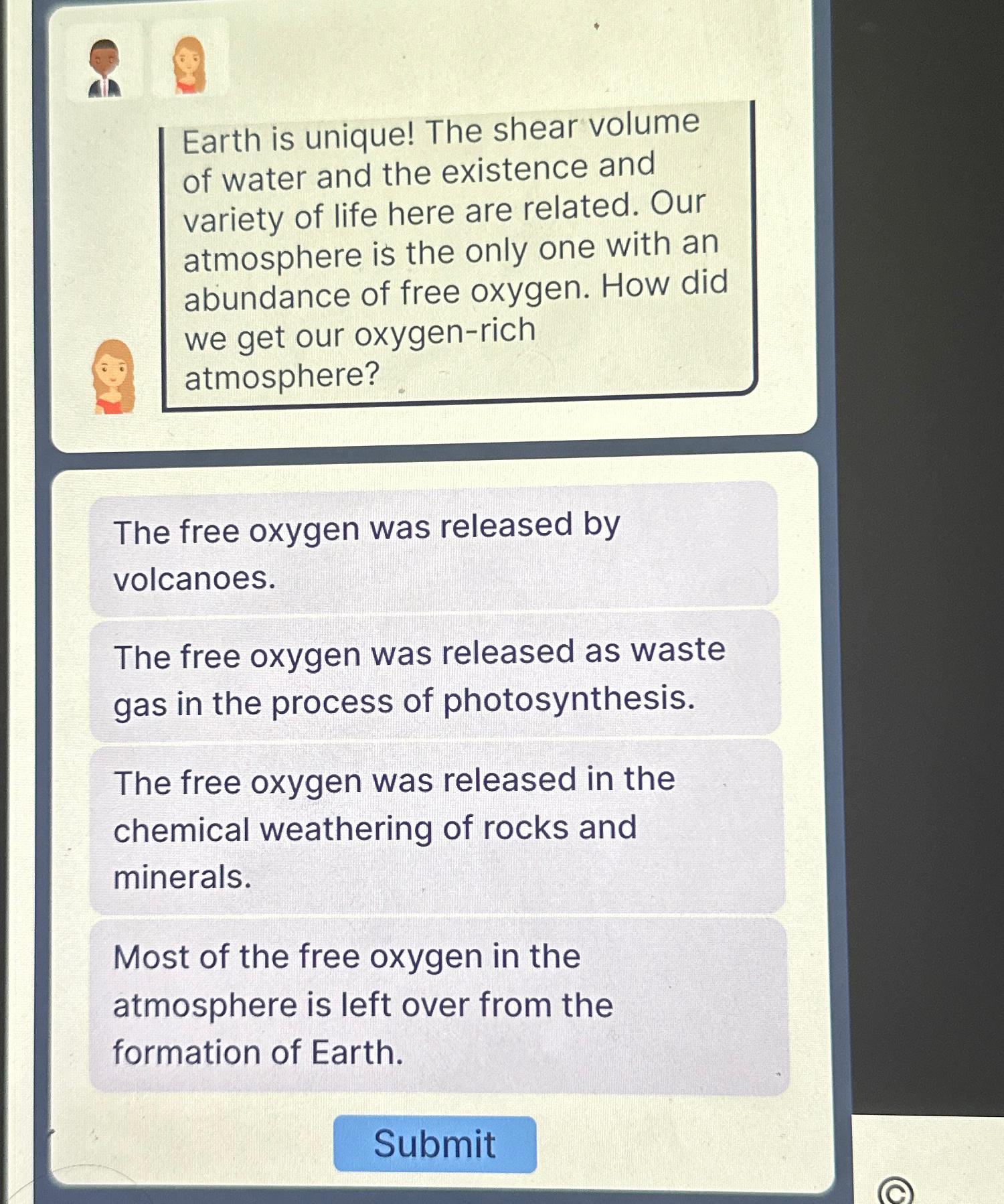Solved Earth is unique! The shear volume of water and the | Chegg.com