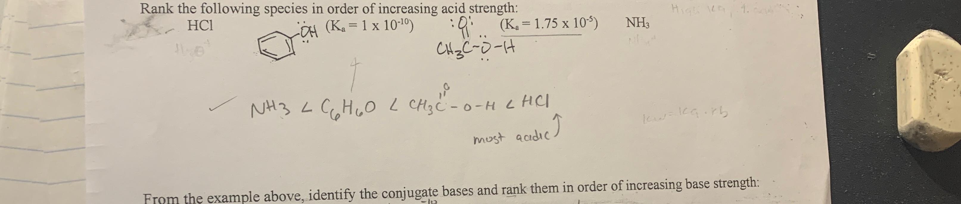 Solved Rank the following species in order of increasing | Chegg.com