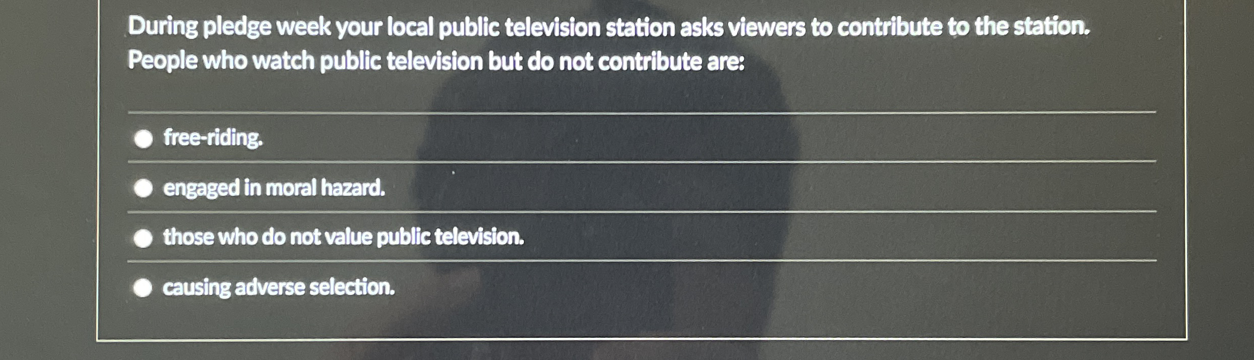 Solved During pledge week your local public television | Chegg.com