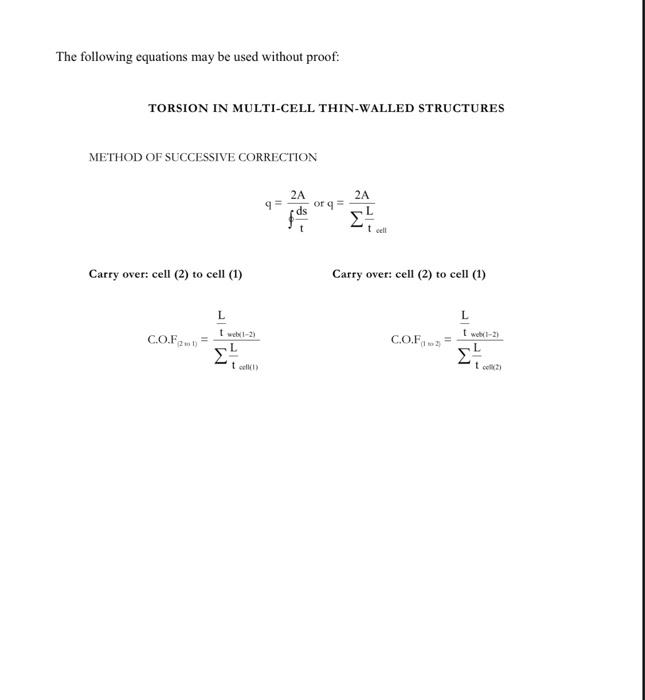 Q3 Torsion in multi-cell box structures. Figure Q3 | Chegg.com