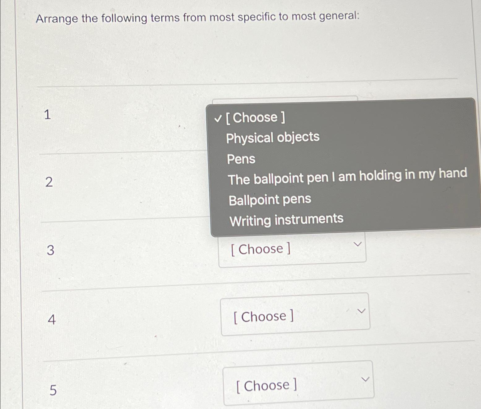 Solved Arrange the following terms from most specific to | Chegg.com