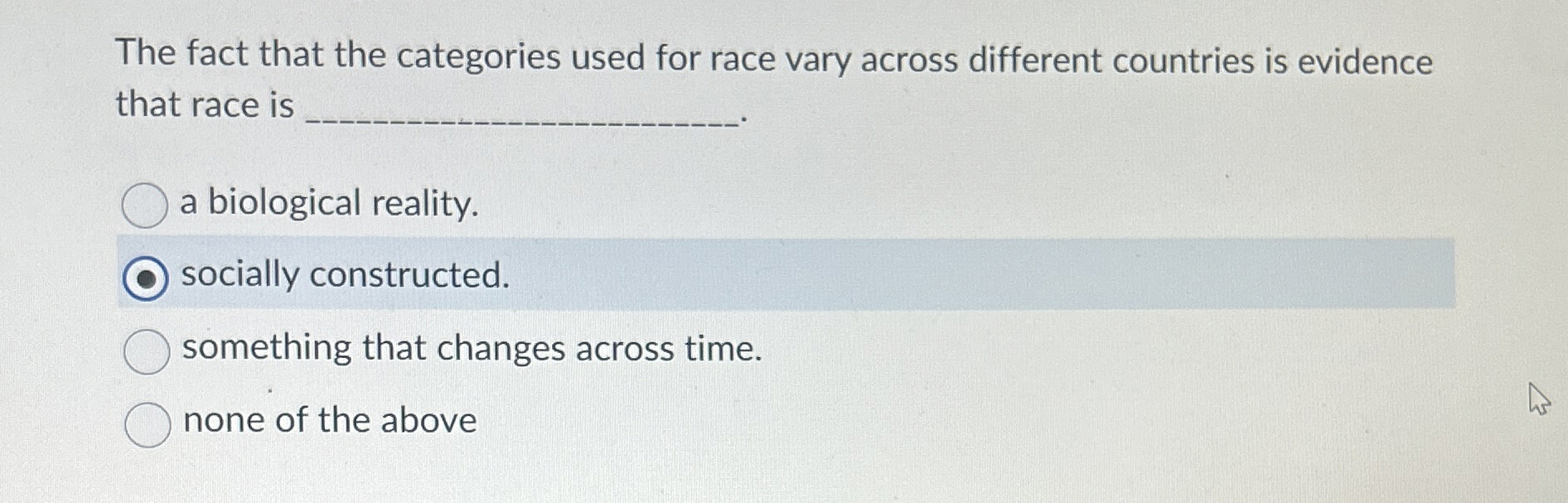 Solved The fact that the categories used for race vary | Chegg.com