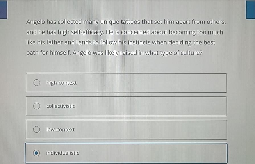 Solved Angelo has collected many unique tattoos that set him | Chegg.com