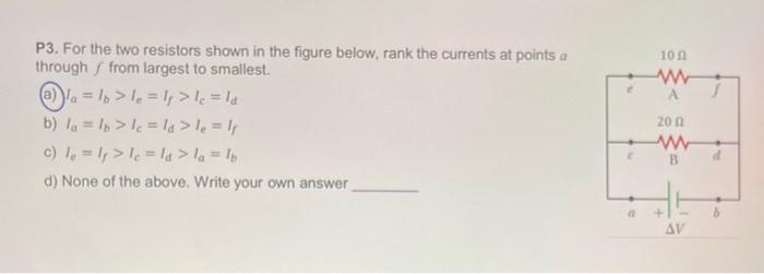 Solved P3. For the two resistors shown in the figure below, | Chegg.com