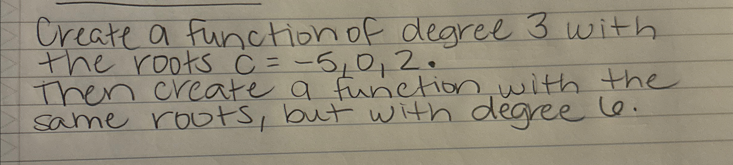 Solved Create a function of degree 3 ﻿with the roots | Chegg.com