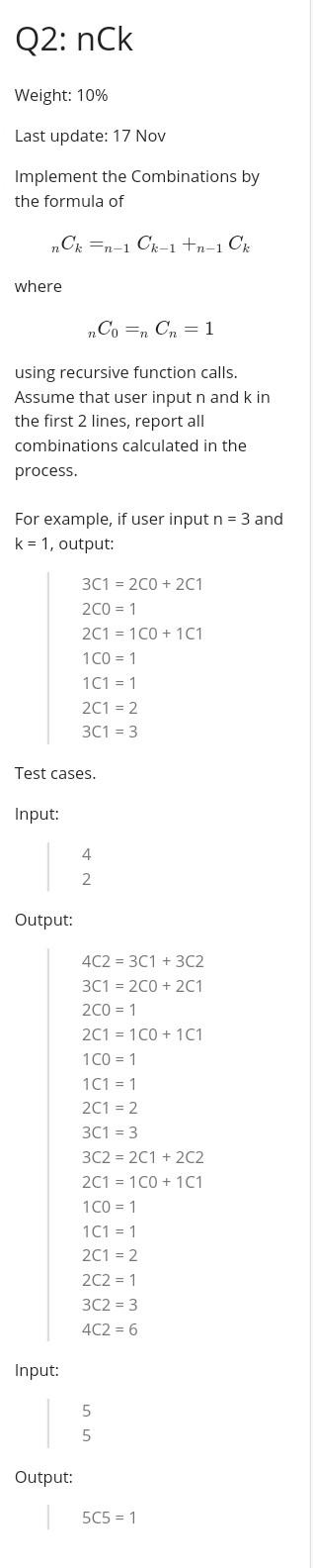 Solved Weight: 10% Last update: 17 Nov Implement the | Chegg.com