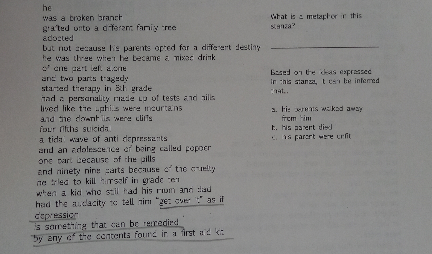 Solved hewas a broken branchgrafted onto a different family | Chegg.com