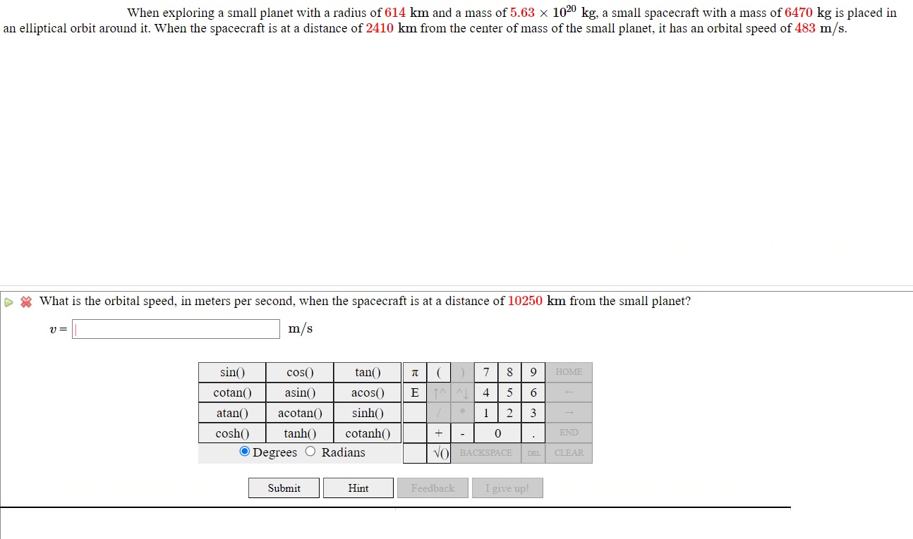 Solved When exploring a small planet with a radius of 614km | Chegg.com