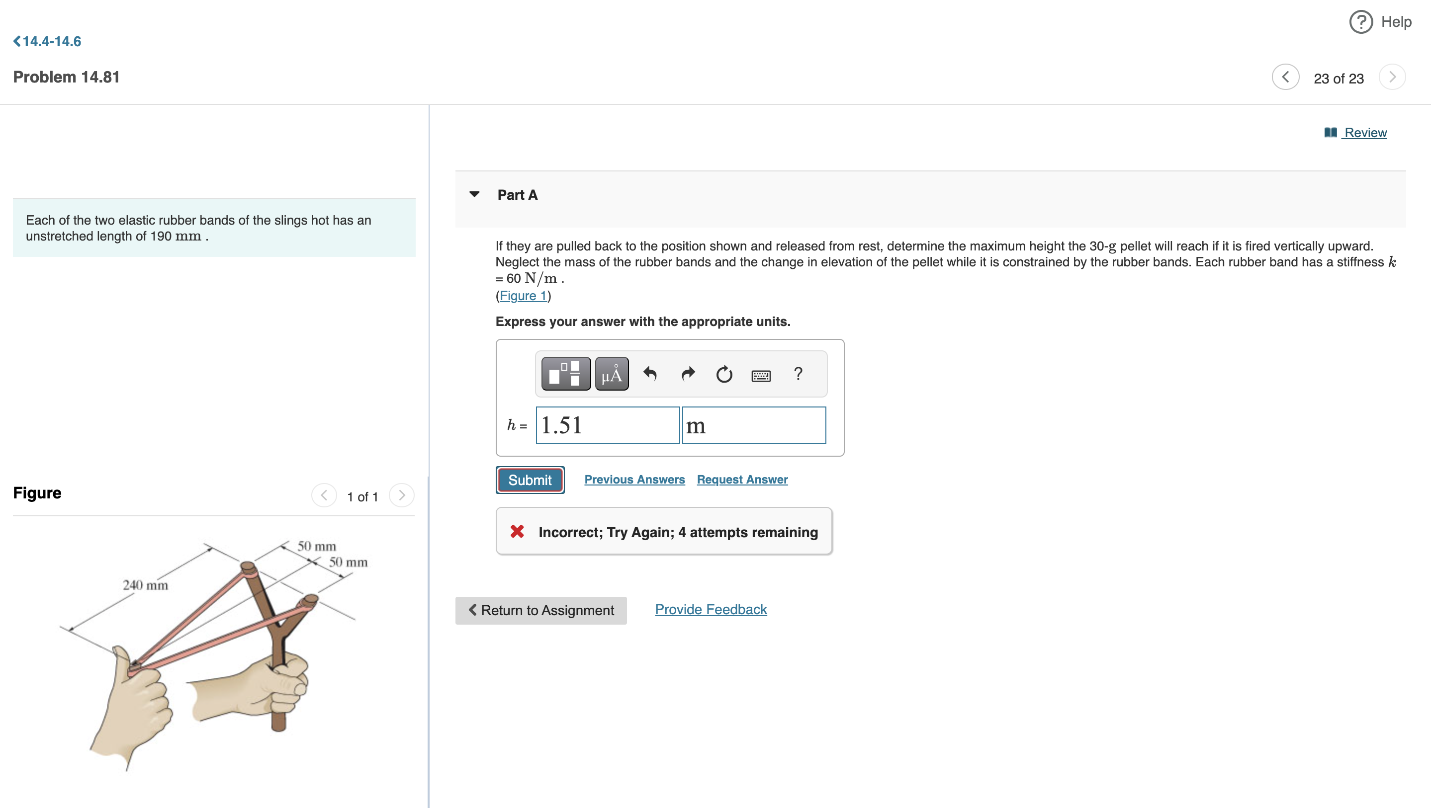 Solved Each of the two elastic rubber bands of the slings | Chegg.com