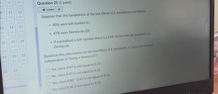 Solved Suppose that the handedness of the last fifteen U.S. | Chegg.com