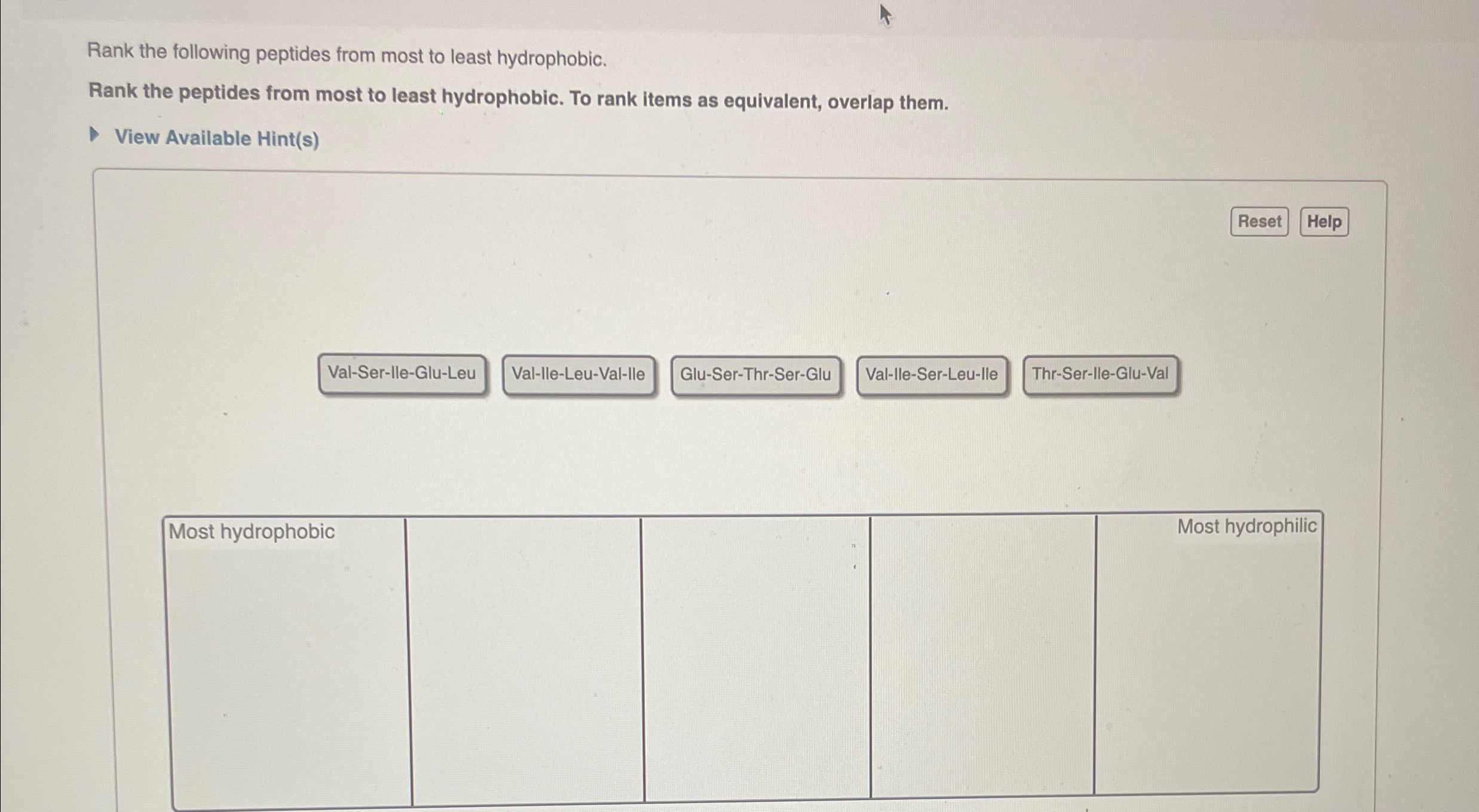 Solved Rank the following peptides from most to least | Chegg.com