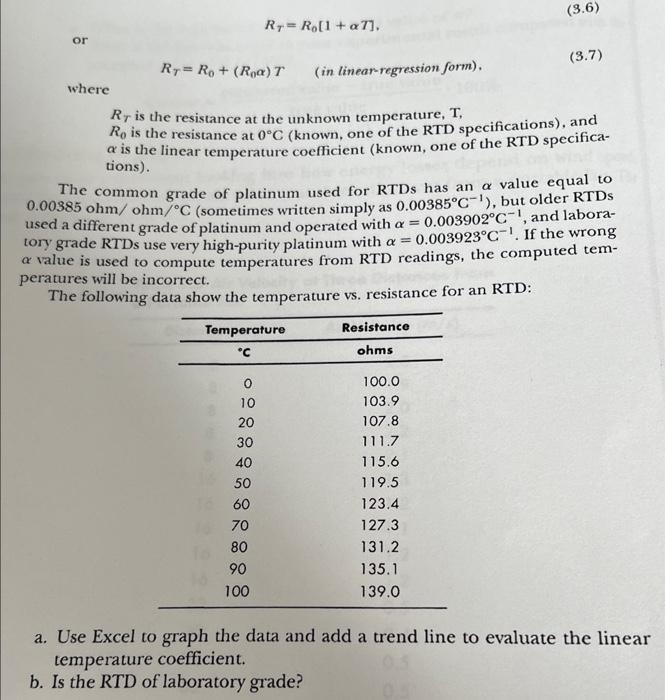 Solved 3.5 Resistance Temperature Detector The linear | Chegg.com