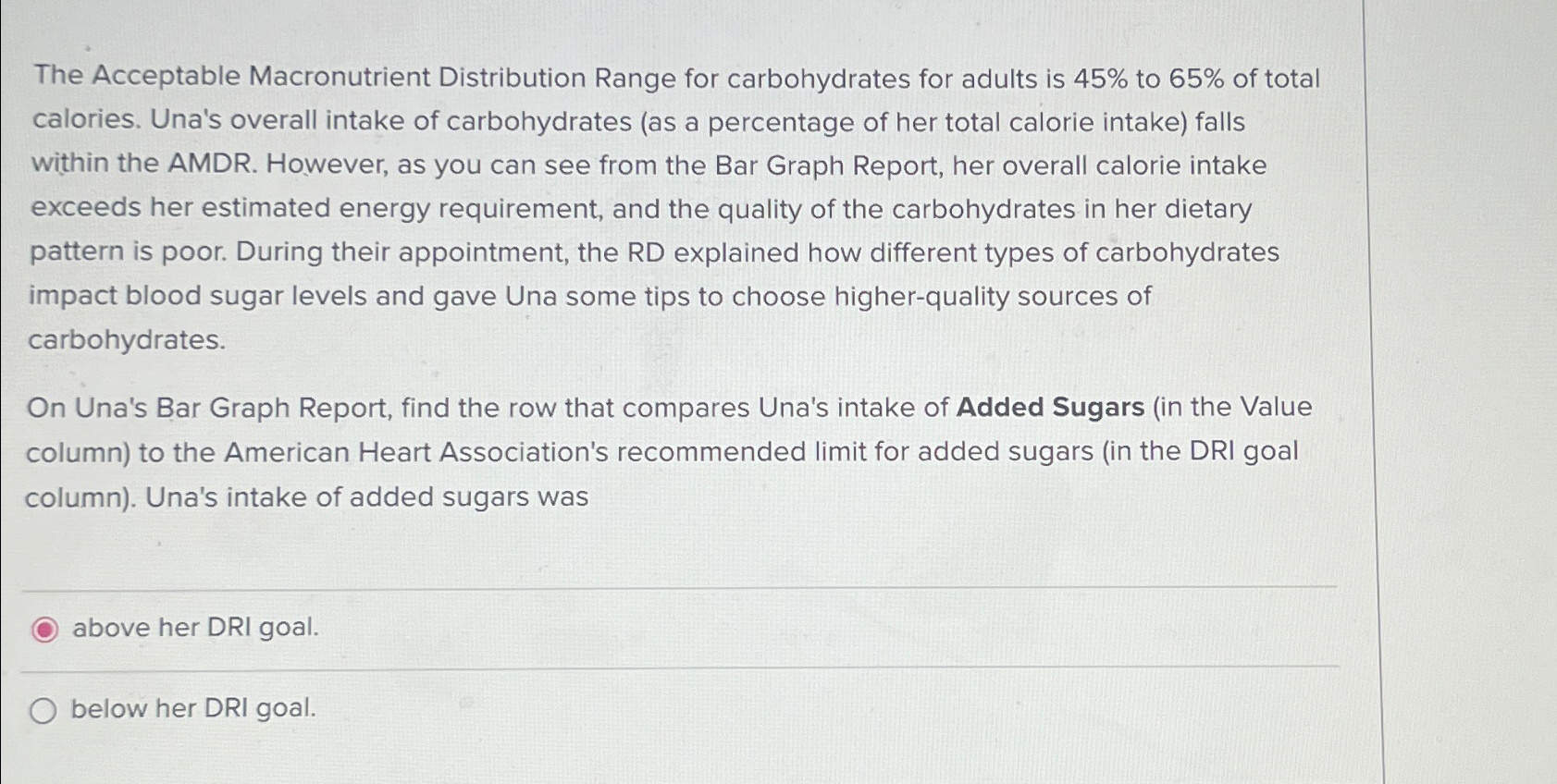 The Acceptable Macronutrient Distribution Range for | Chegg.com