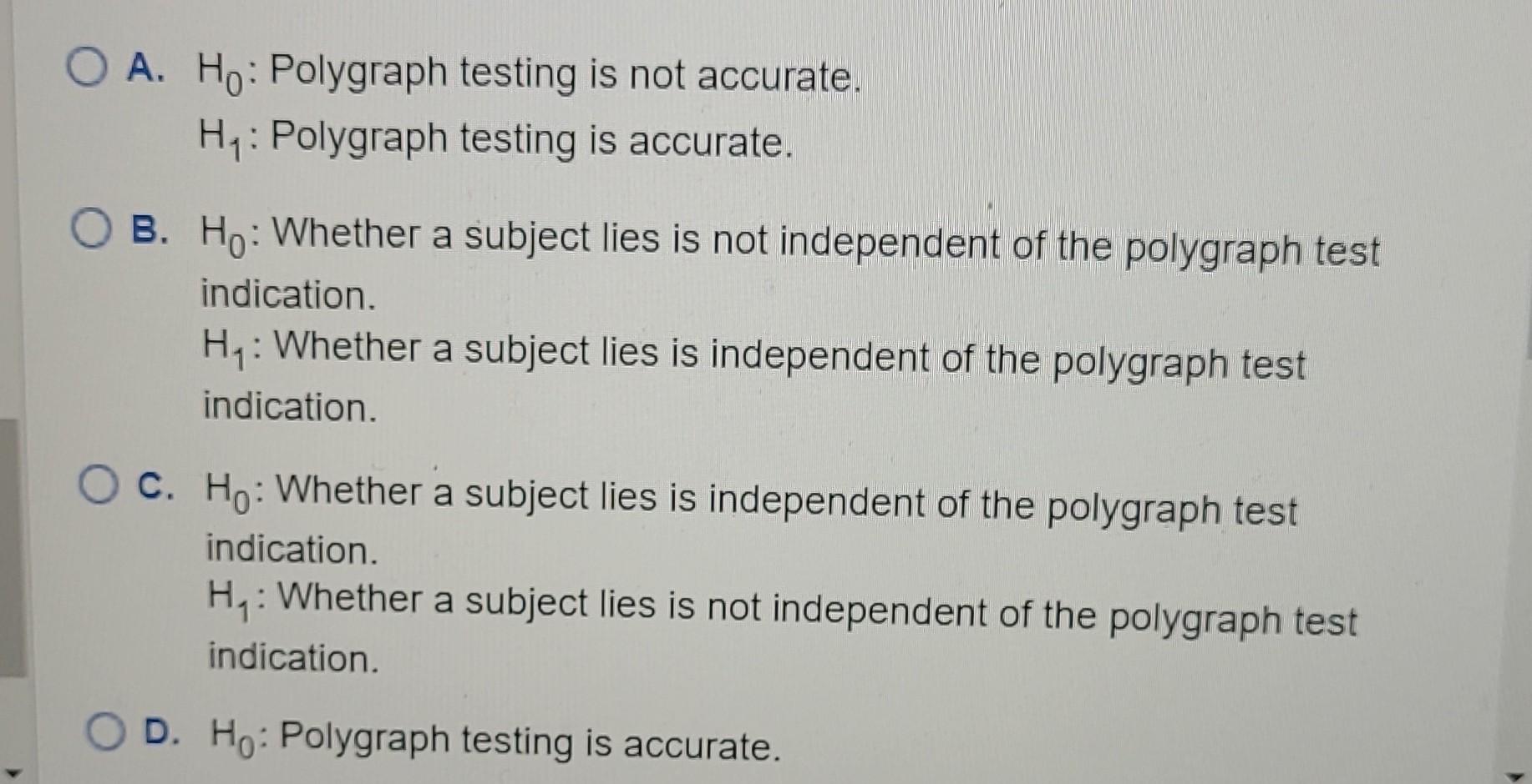 Solved The table below includes results from polygraph (lie | Chegg.com