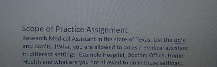 Solved Scope of Practice Assignment Research Medical | Chegg.com