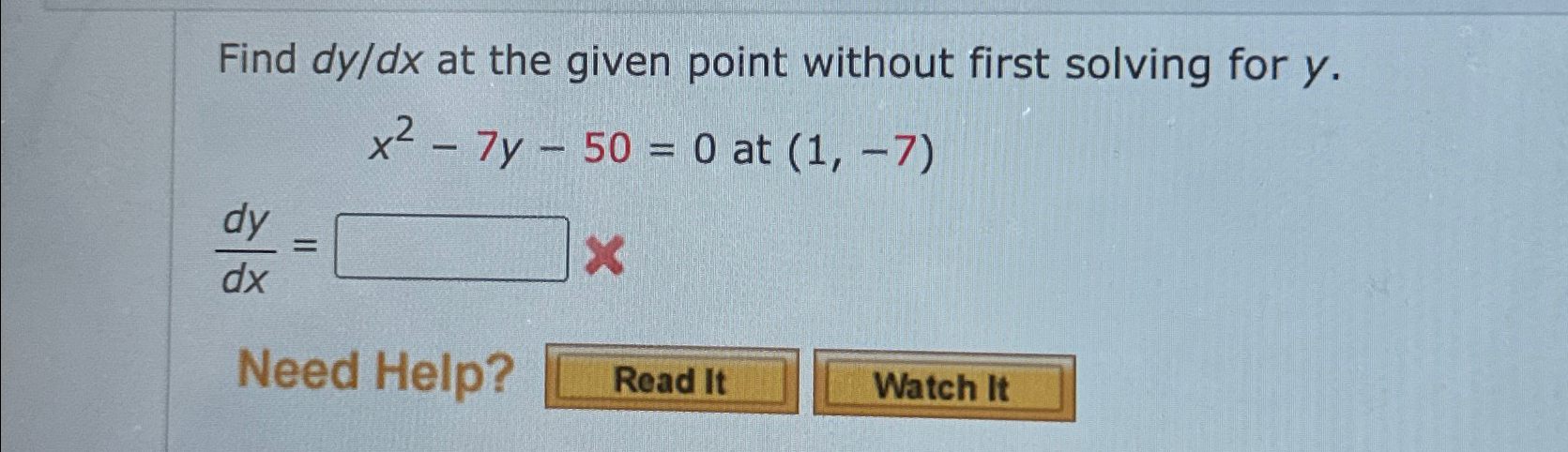 Solved Find dydx ﻿at the given point without first solving | Chegg.com