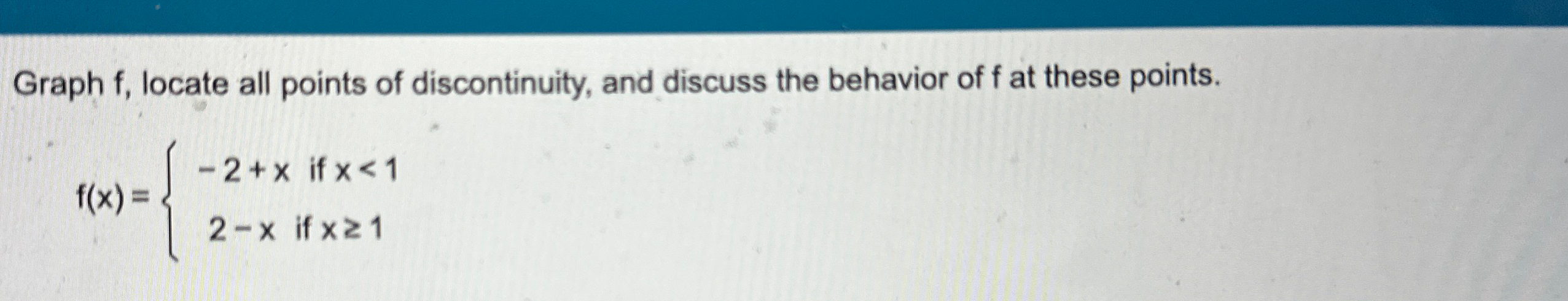 Solved Graph f, ﻿locate all points of discontinuity, and | Chegg.com