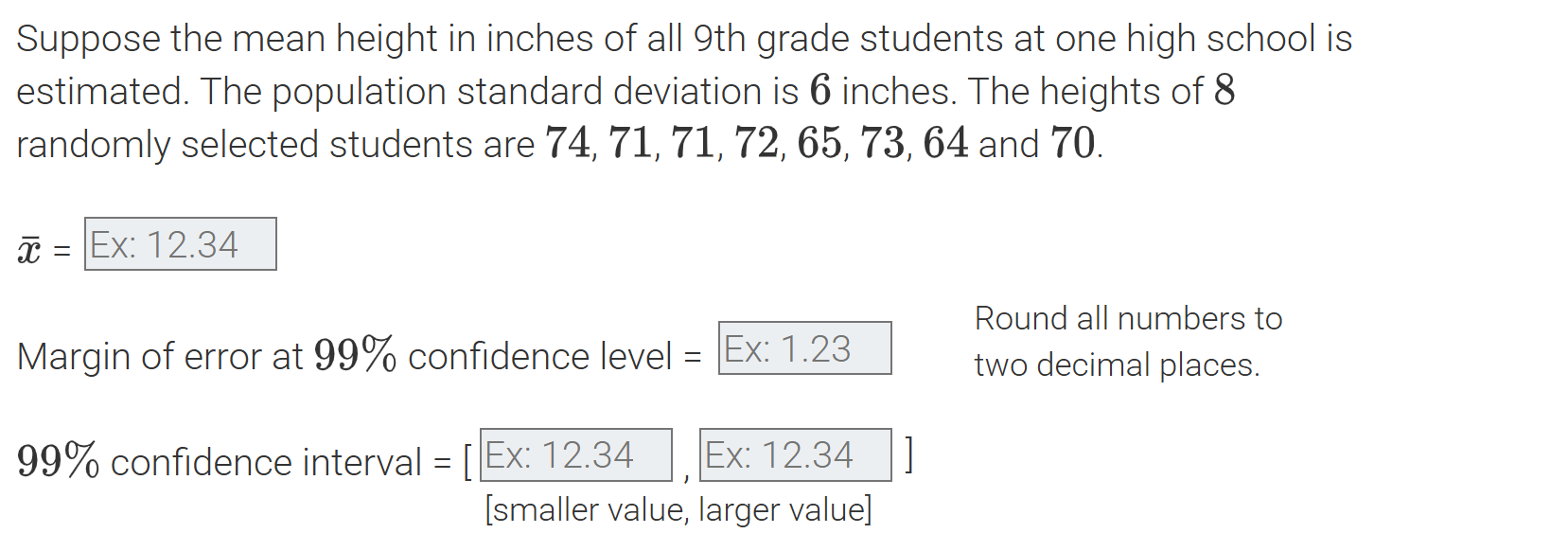 Solved Suppose the mean height in ﻿inches of ﻿all 9th ﻿grade | Chegg.com