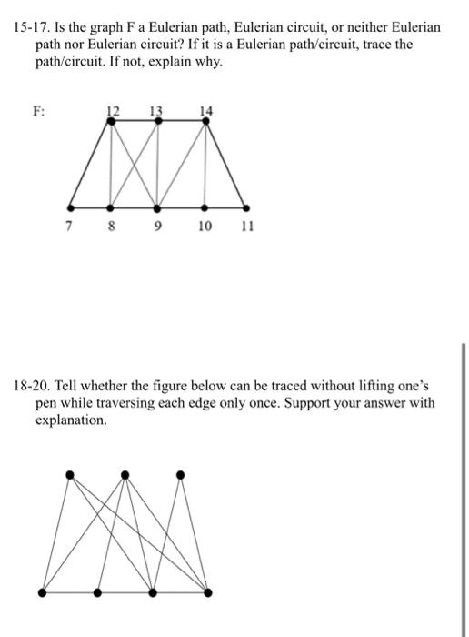 Solved 15-17. Is the graph F a Eulerian path, Eulerian | Chegg.com