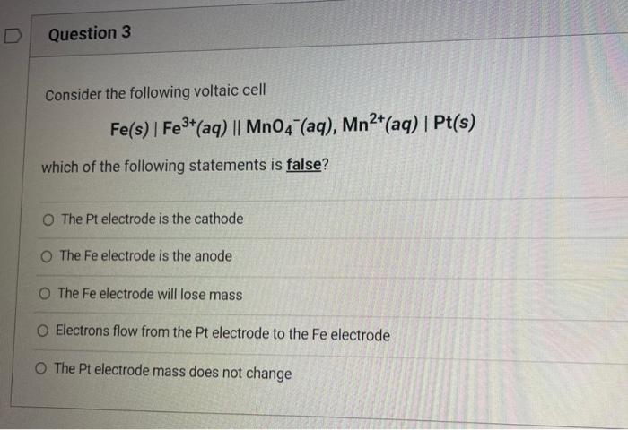 Solved Consider the following voltaic cell | Chegg.com