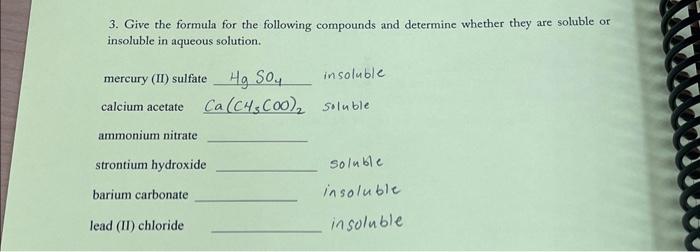 Solved 3. Give the formula for the following compounds and | Chegg.com