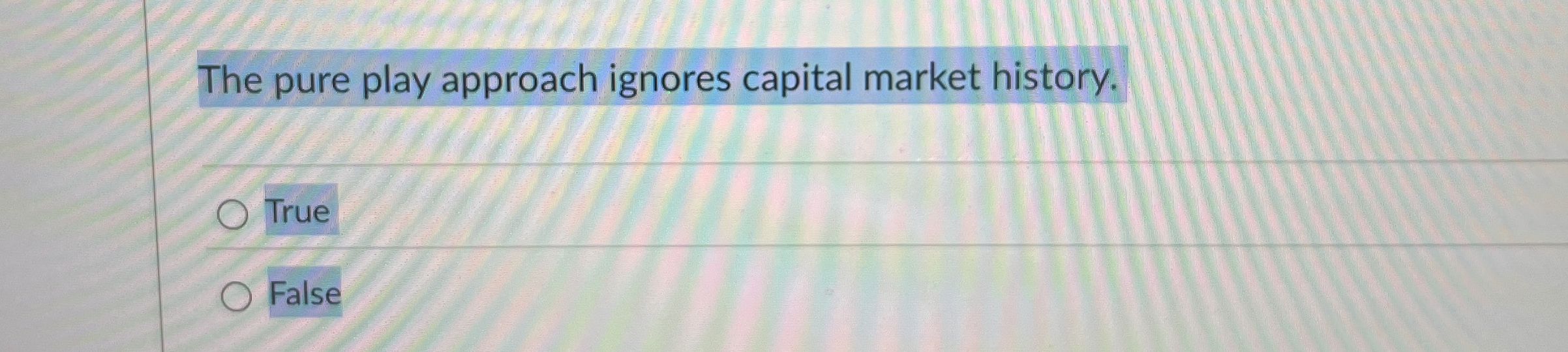 Solved The pure play approach ignores capital market | Chegg.com
