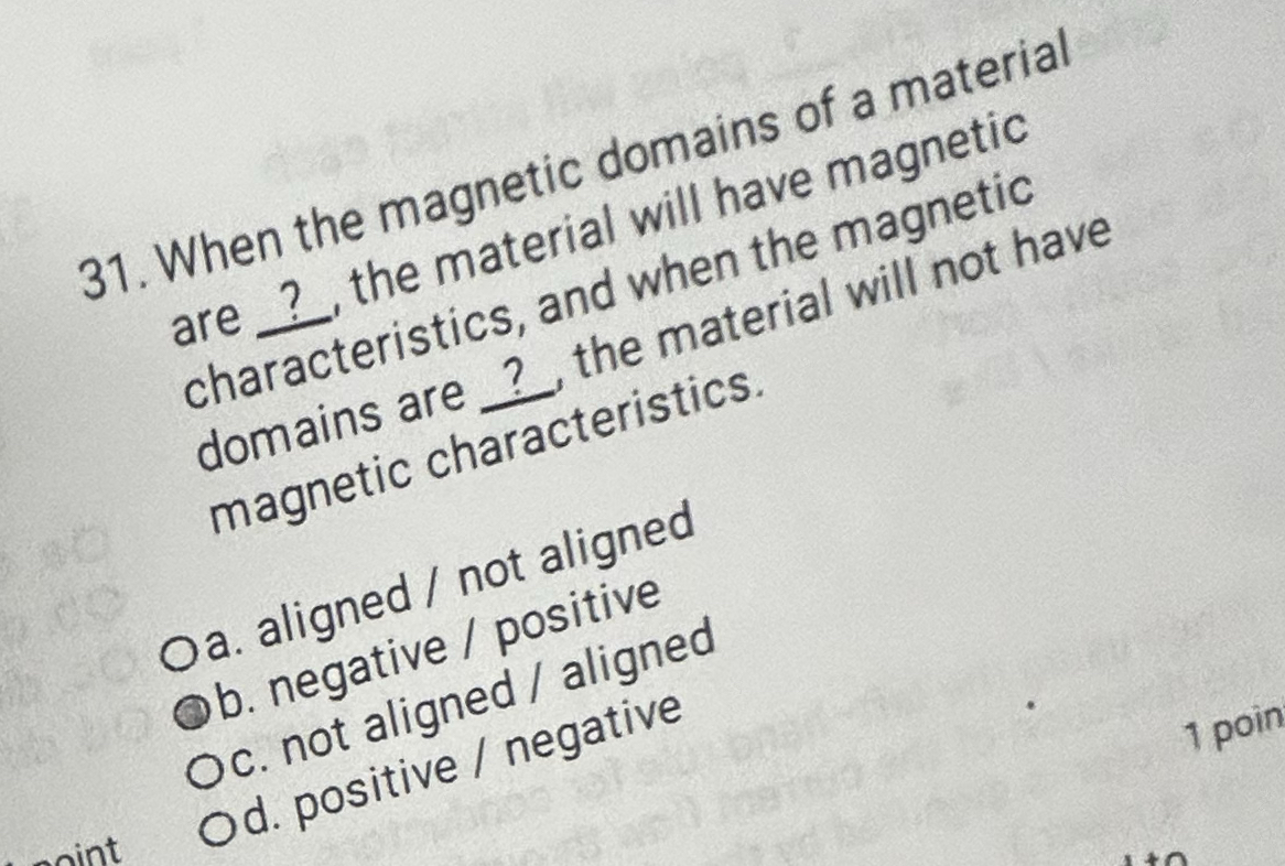 Solved When the magnetic domains of a material are ? ?, ﻿the | Chegg.com