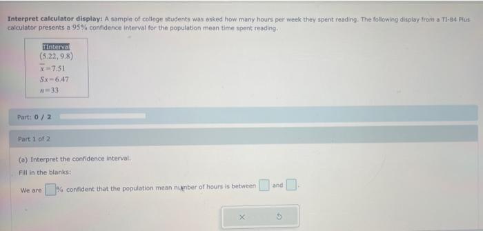 Solved А Interpret calculator display: A sample of college | Chegg.com