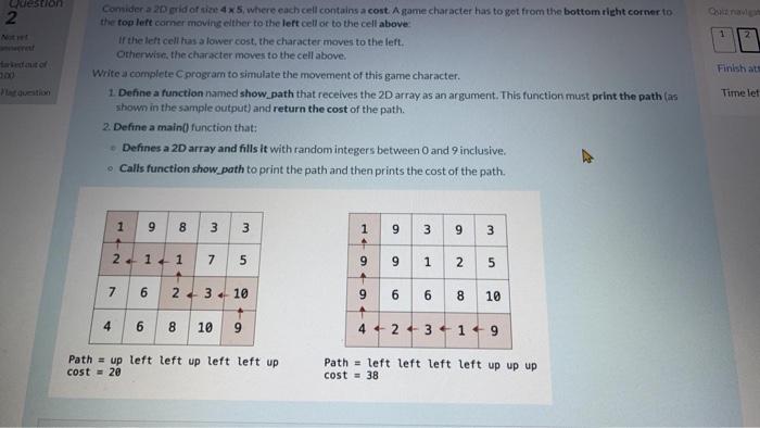 Solved Question 2 1 Finish at Comider a 20 grid of size 4x5, | Chegg.com