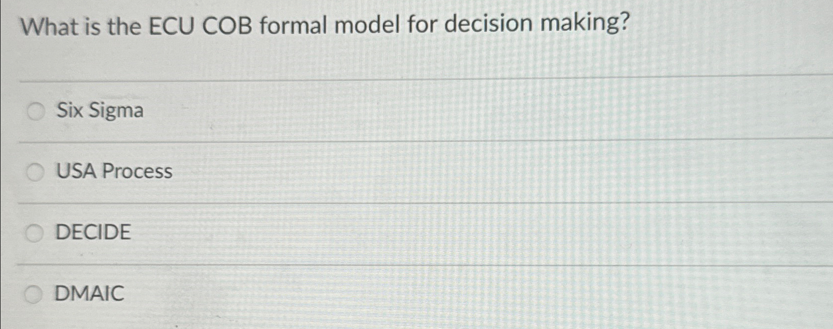 Solved What is the ECU COB formal model for decision | Chegg.com