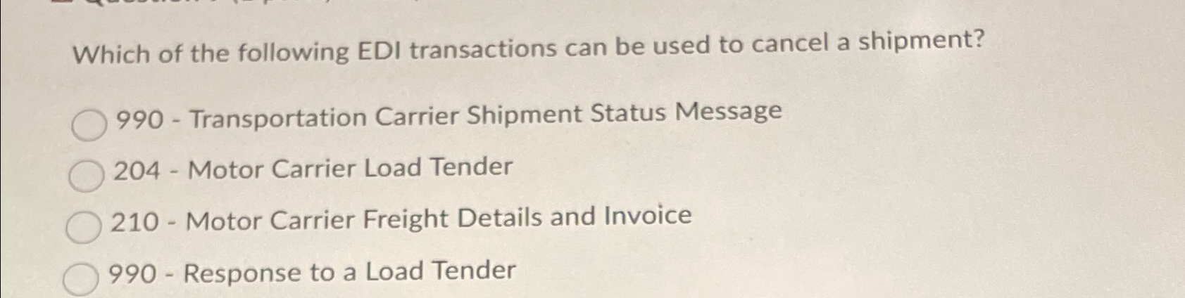 Solved Which of the following EDI transactions can be used | Chegg.com