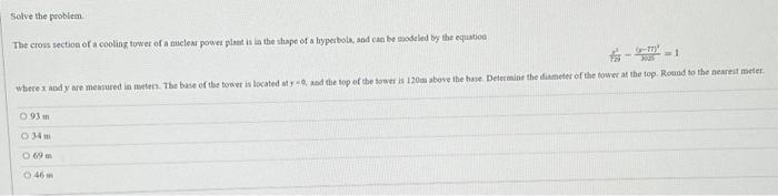 Solved The cross section of a cooling lower of a nueles | Chegg.com