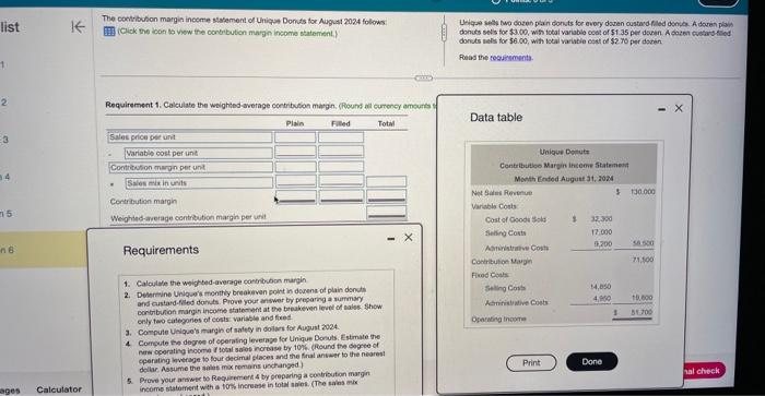 Solved The cenbibuben magpin incomes stanothent of Unique | Chegg.com