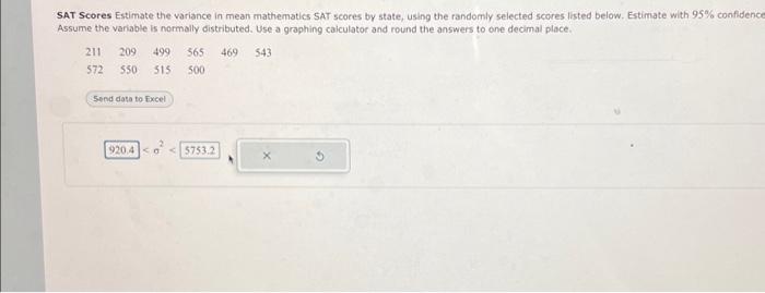 Solved SAT Scores Estimate the variance in mean mathematics | Chegg.com Solved SAT Scores Estimate the variance in mean mathematics | Chegg.com