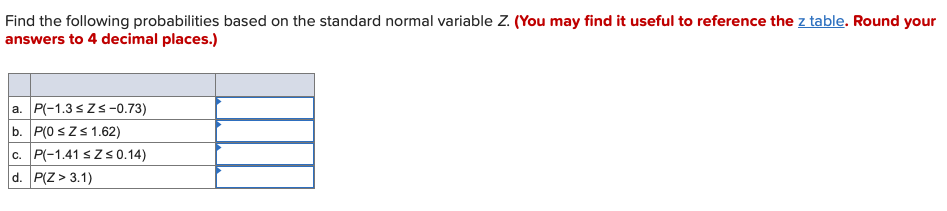 Solved Find the following probabilities based on the | Chegg.com