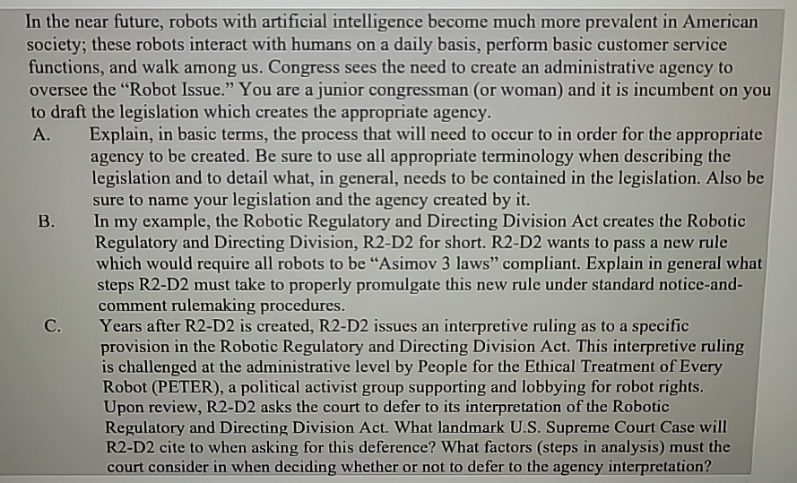 Solved In the near future, robots with artificial | Chegg.com