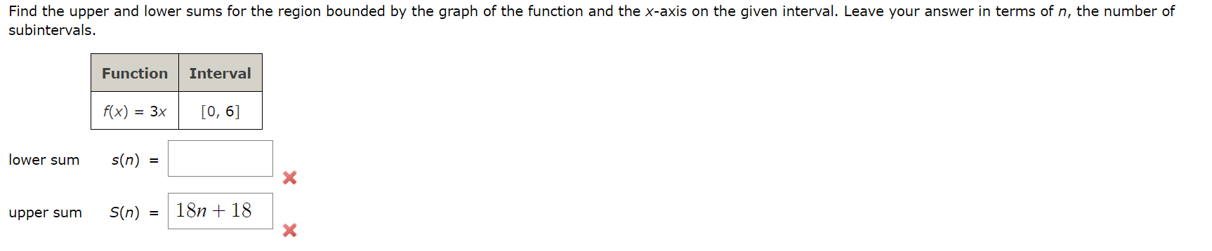 Solved Find the upper and lower sums for the region bounded | Chegg.com
