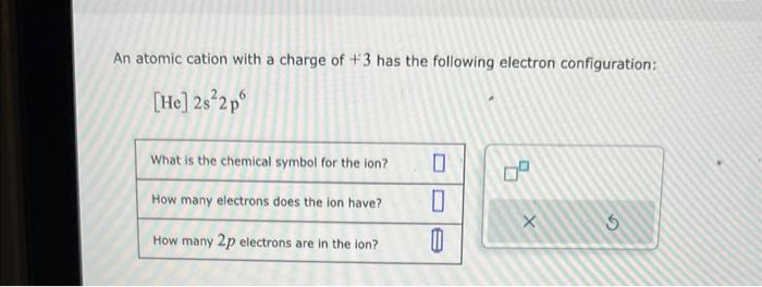 Solved An Atomic Cation With A Charge Of 3 Has The