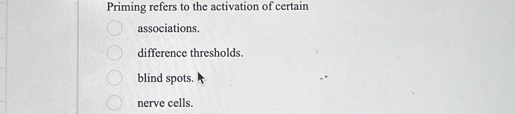 Solved Priming refers to the activation of | Chegg.com