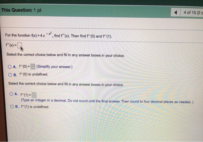 Solved This Question: 1 pt 4 of 15 (2c For the function f(x) | Chegg.com