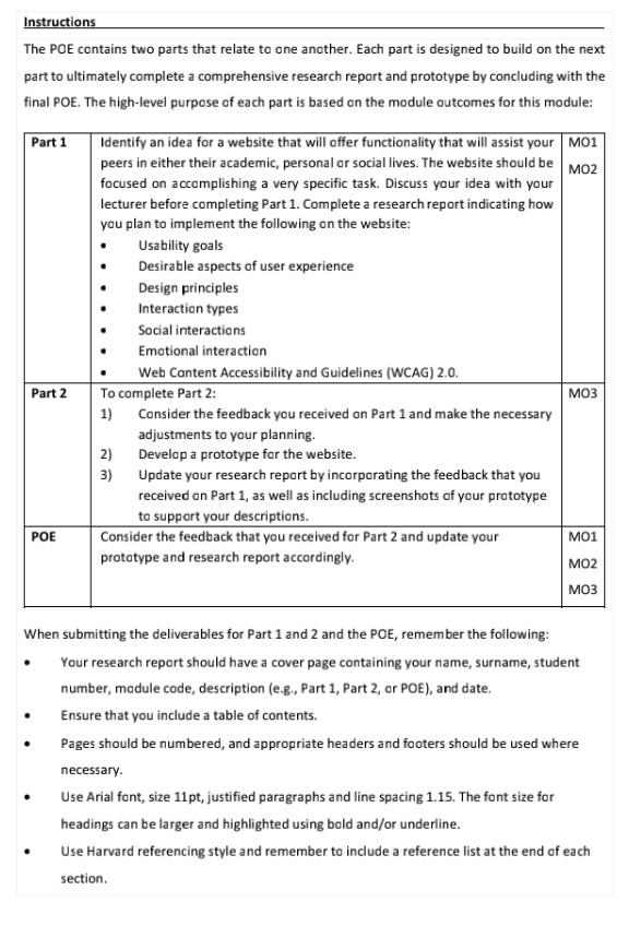 Solved Instructions Part 2 - Interaction Design (Marks: | Chegg.com