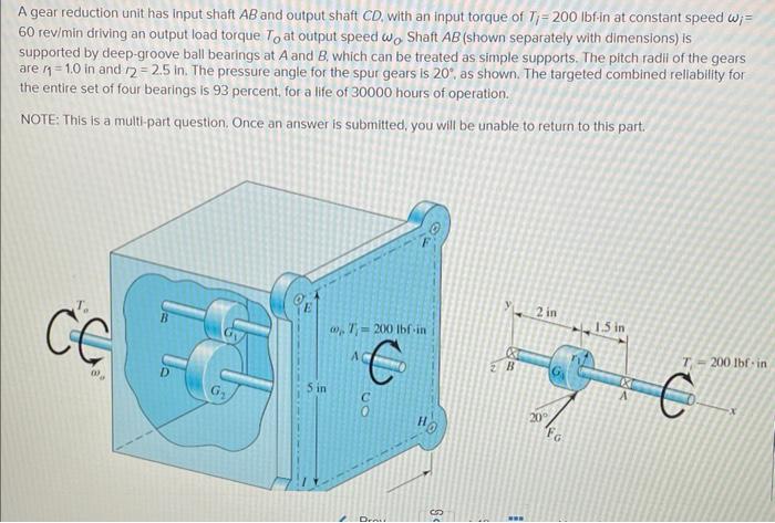 Solved A gear reduction unit has input shaft AB and output | Chegg.com