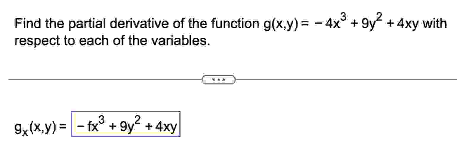 Solved Find the partial derivative of the function | Chegg.com
