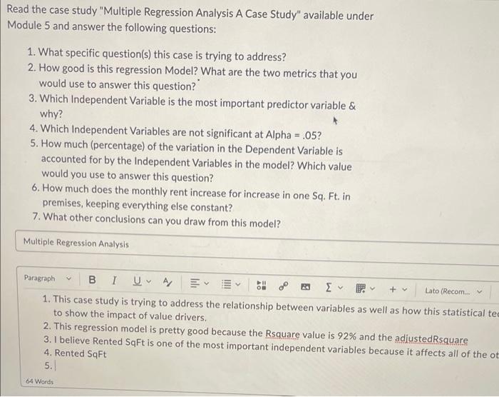 Solved BUSINESS ANALYTICSplease answer these exact questions | Chegg.com