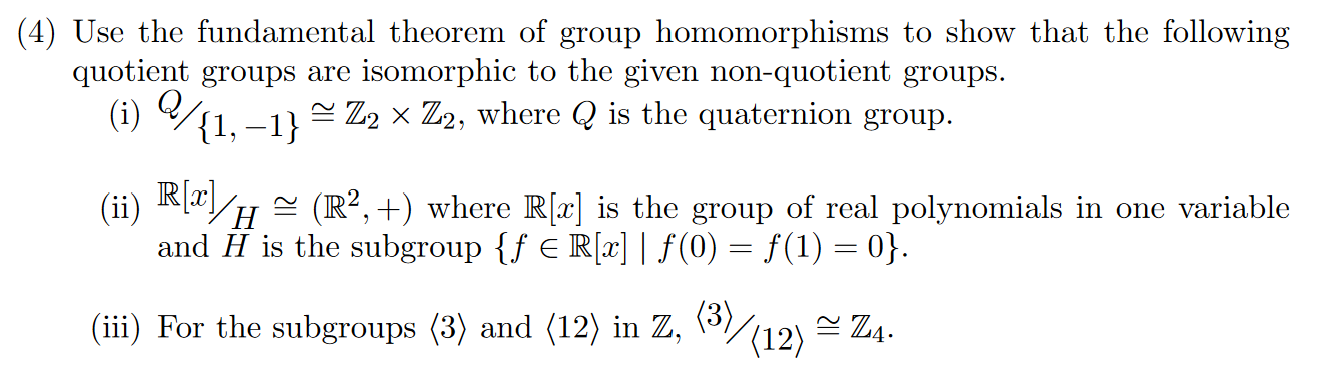 Solved (4) ﻿Use the fundamental theorem of group | Chegg.com