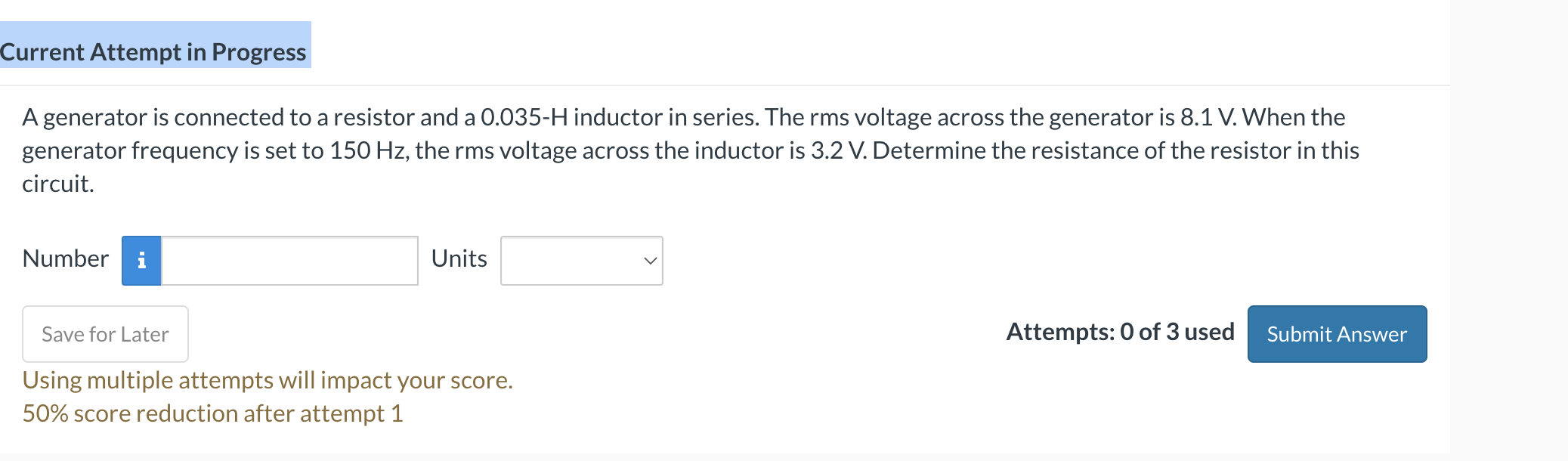 Solved Current Attempt in ProgressA generator is connected | Chegg.com